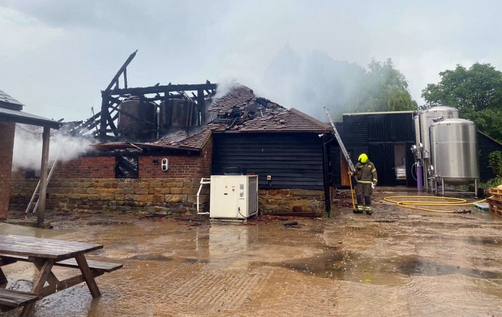 Brewery's barn burns down after being struck by lightning
