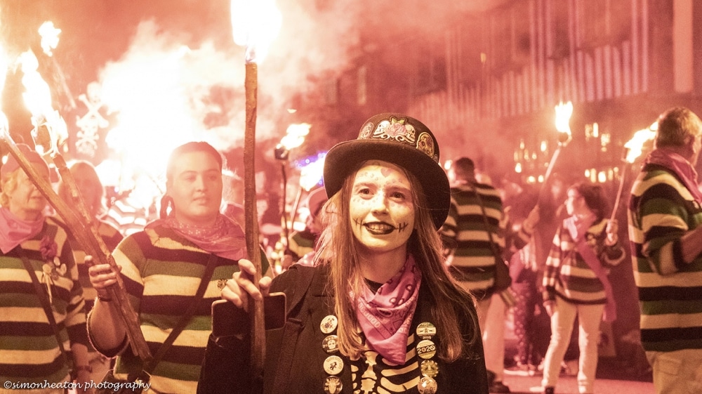 Medieval village fills with flaming torches for a very fiery night out